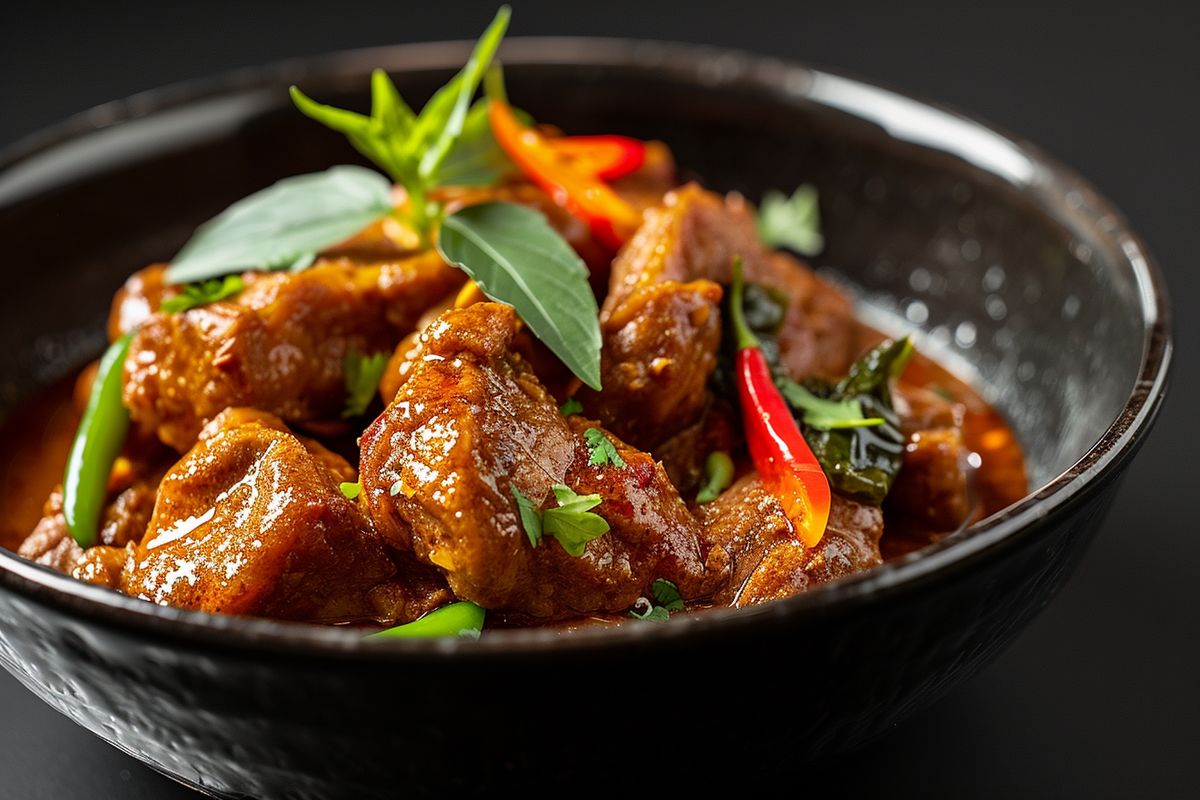 Pad Ped Moo : Porc sauté avec pâte de curry et feuilles de kaffir ...